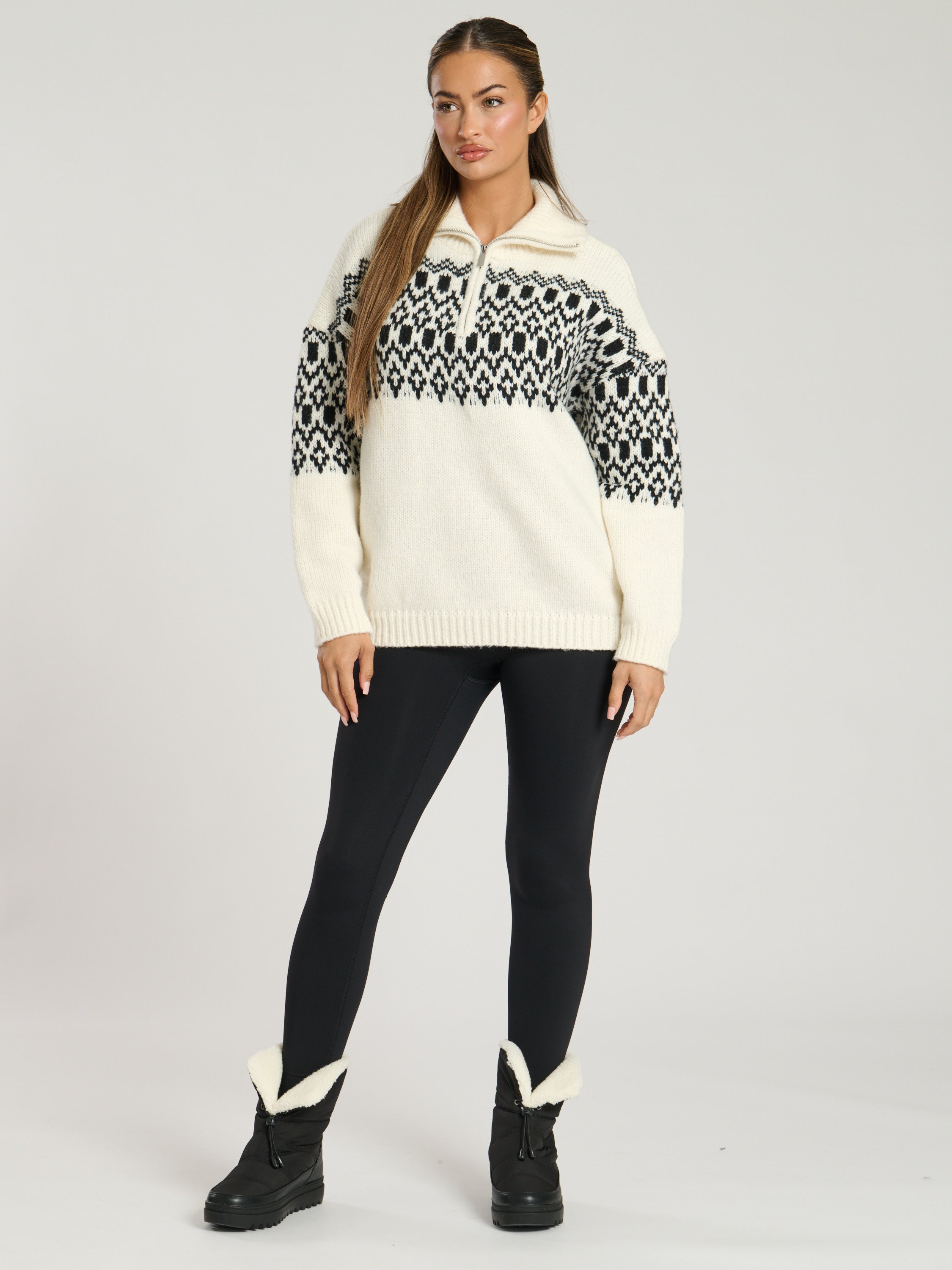 Cream Fairisle Half Zip Jumper – Continental Textiles