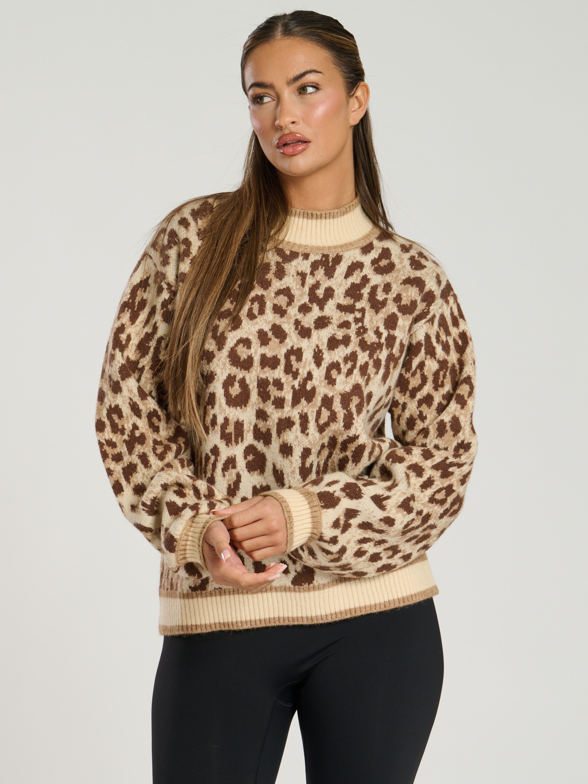 Brown Crew Neck Jaquard Knit Jumper – Continental Textiles